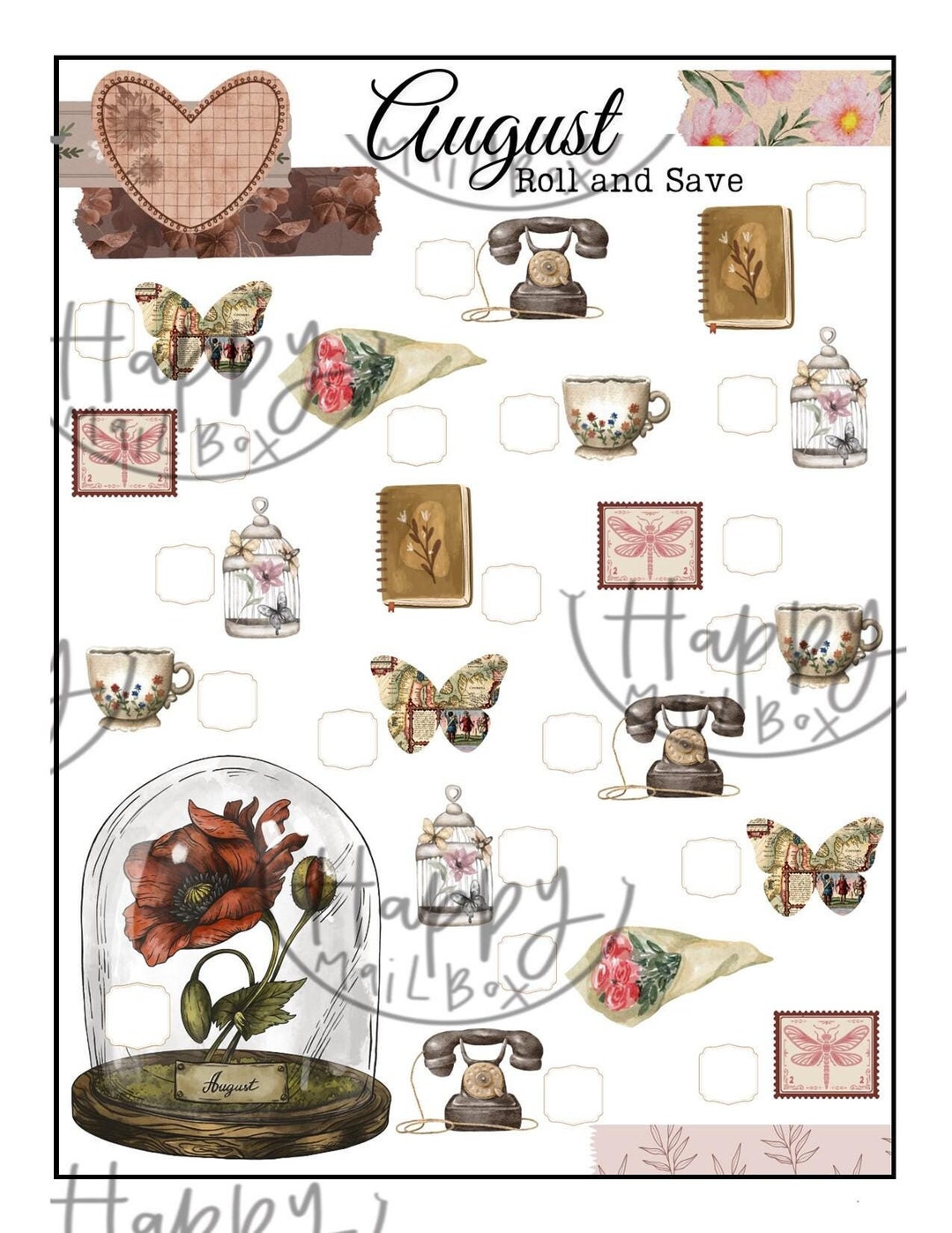 August Monthly Roll and Save Challenge and Cash Envelope - Etsy