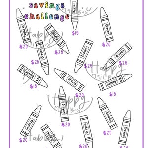 Crayon Savings Challenge and Cash Envelope - Etsy