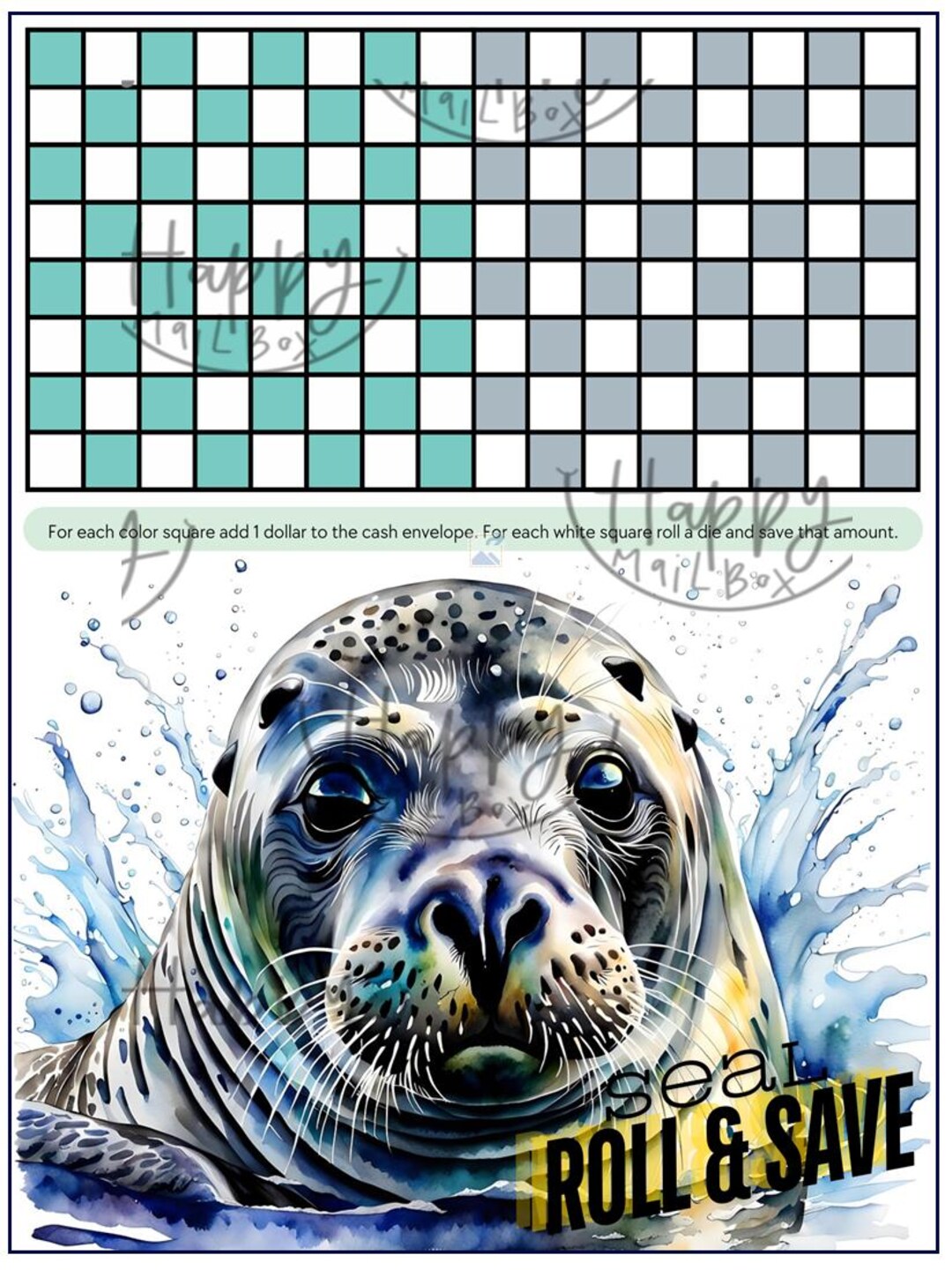 Seal Roll and Save Savings Challenge and Cash Envelope - Etsy