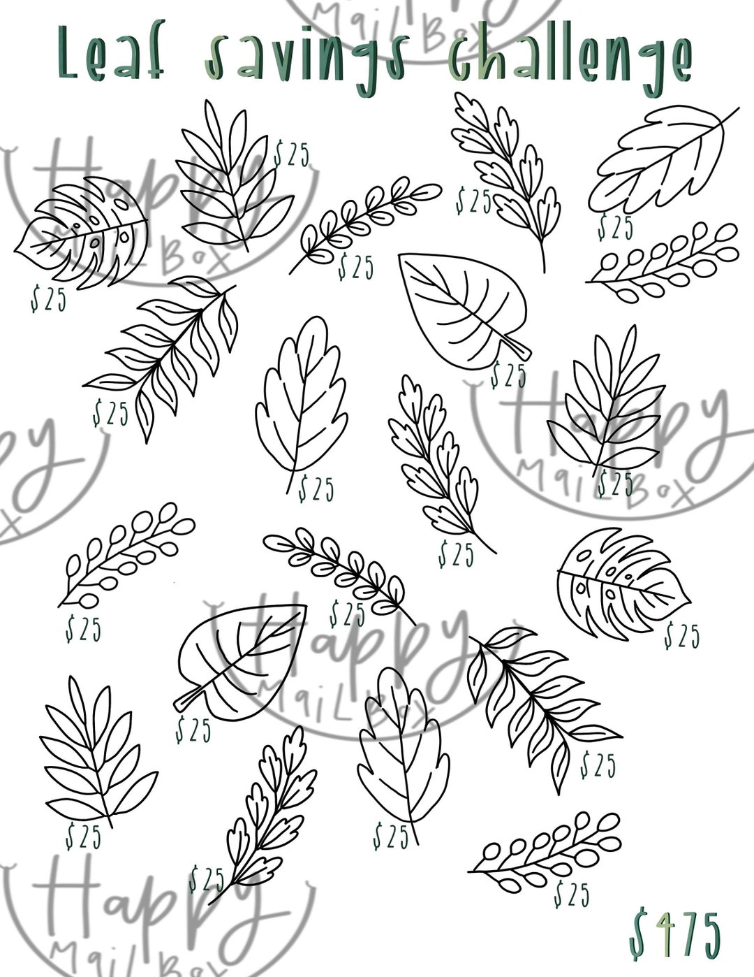 Leaf Savings Challenge and Cash Envelope - Etsy