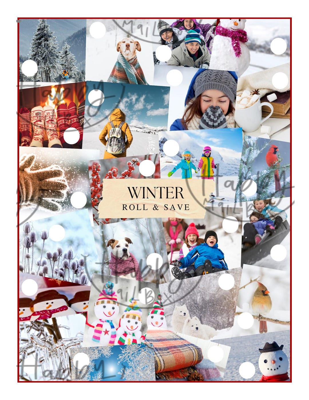 Winter Roll and Save Challenge and Cash Envelope - Etsy