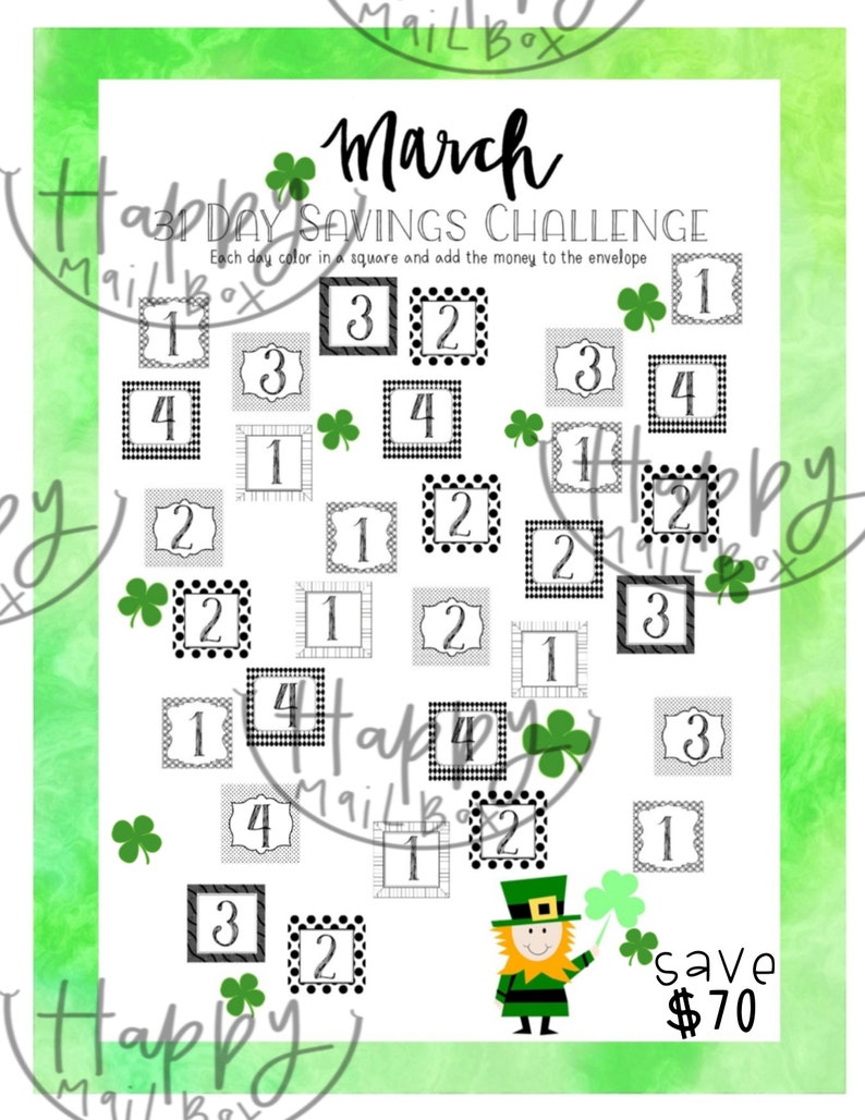 March Saving Challenge - Etsy