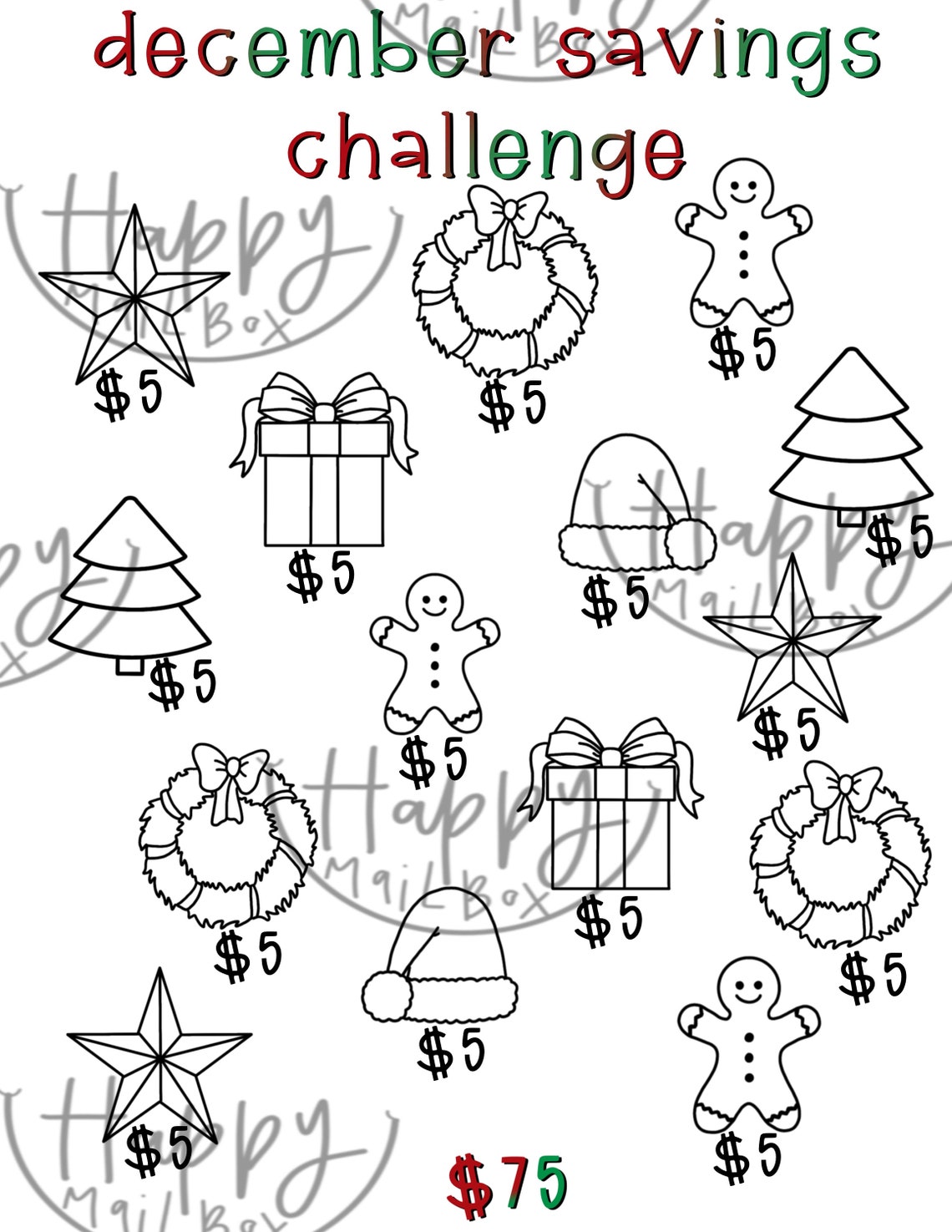 December Monthly Savings Challenge and Cash Envelope - Etsy