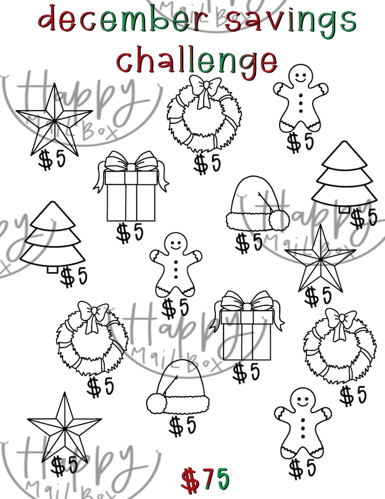 December Monthly Savings Challenge and Cash Envelope - Etsy
