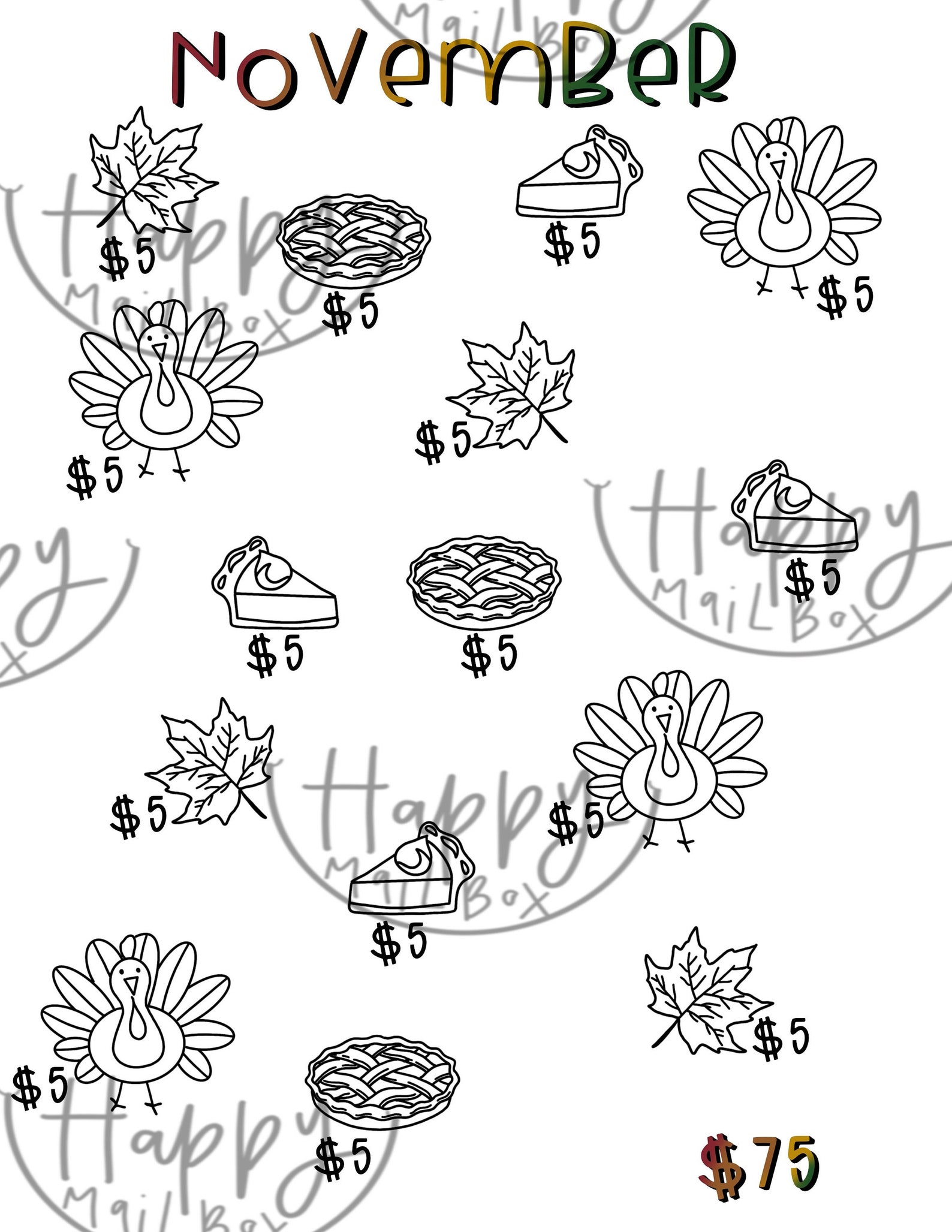 November Savings Challenge and Cash Envelope - Etsy