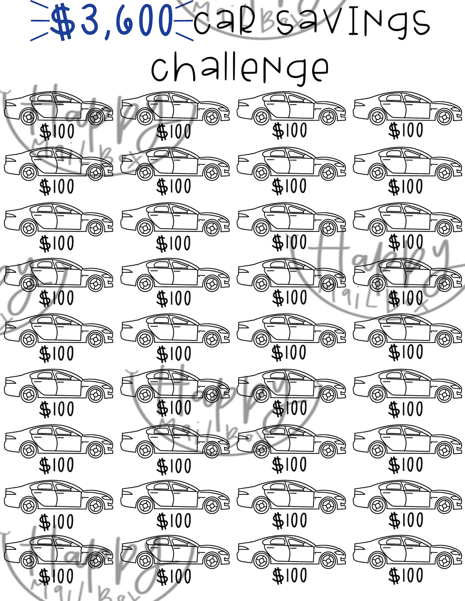 Car Savings Challenge and Cash Envelope - Etsy