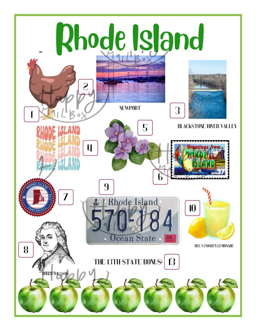 Rhode Island the 13th State Savings Challenge and Cash Envelope - Etsy