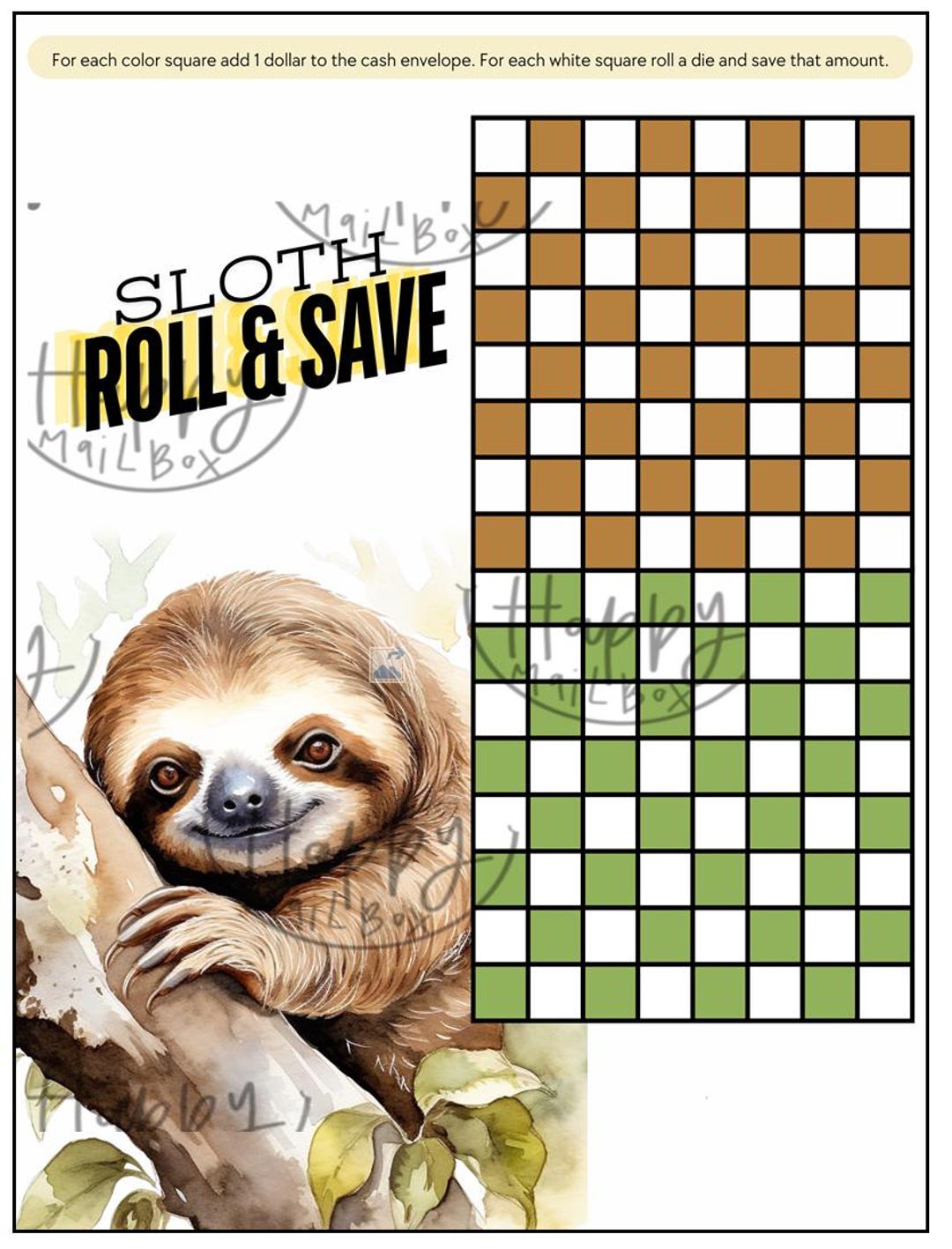 Sloth Savings Challenge: Printable Cash Envelope Budget Tracker (PDF ...