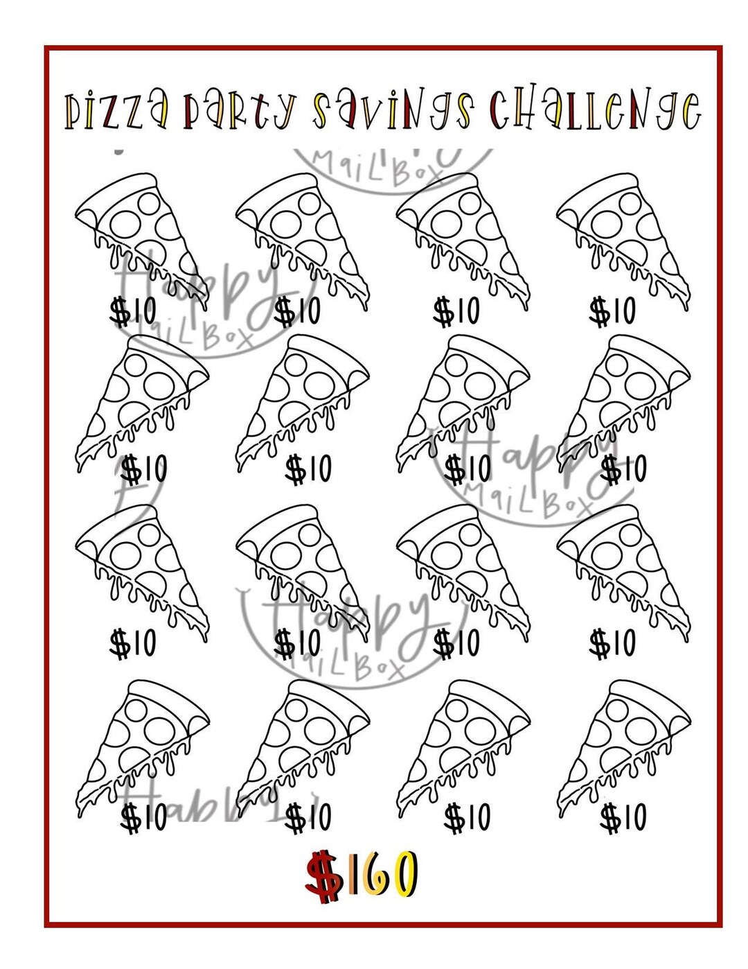 Pizza Party Savings Challenge and Cash Envelope - Etsy