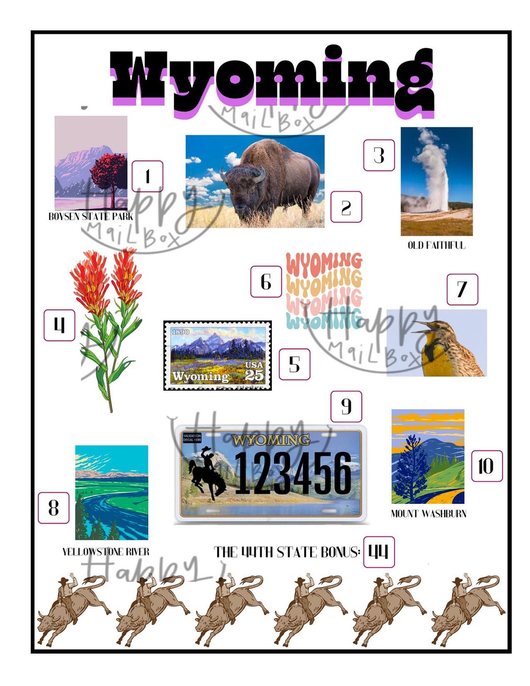 Wyoming the 44th State Savings Challenge and Cash Envelope - Etsy