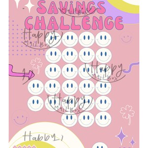 Smiley Face Savings Challenges Set and Cash Envelopes - Etsy