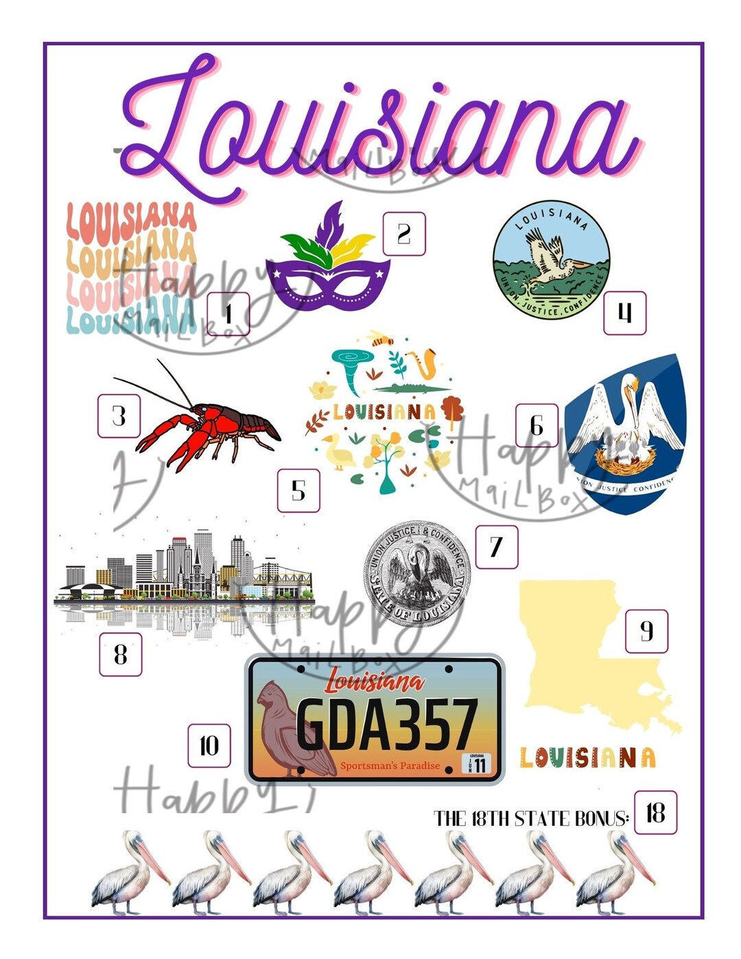 Louisiana the 18th State Savings Challenge and Cash Envelope - Etsy