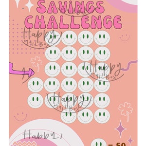Smiley Face Savings Challenges Set and Cash Envelopes - Etsy