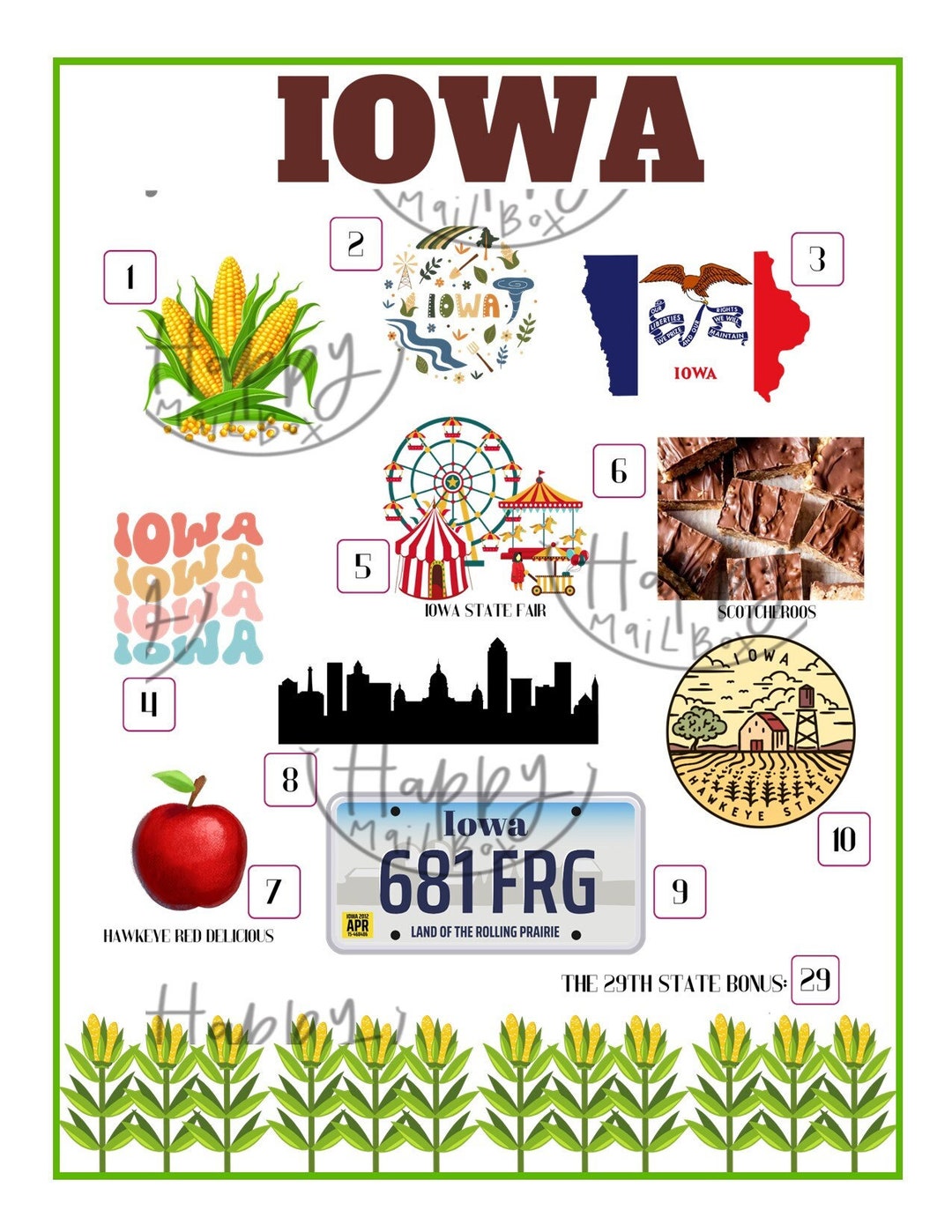 Iowa the 29th State Savings Challenge and Cash Envelope - Etsy