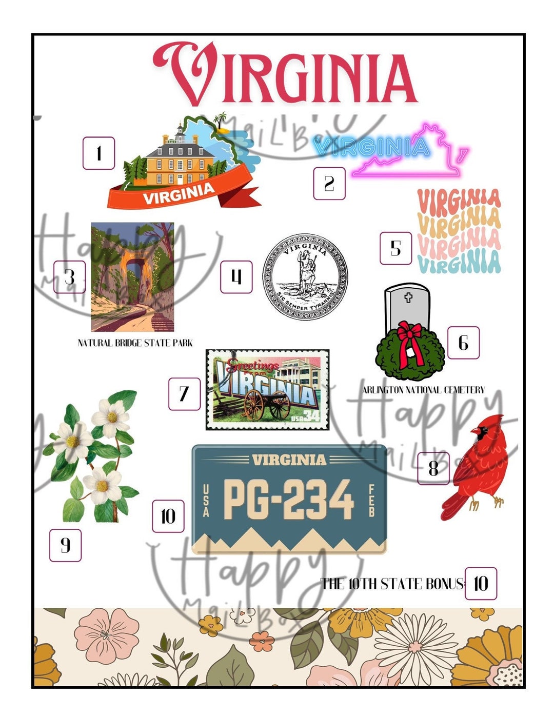 Virginia the 10st State Savings Challenge and Cash Envelope - Etsy