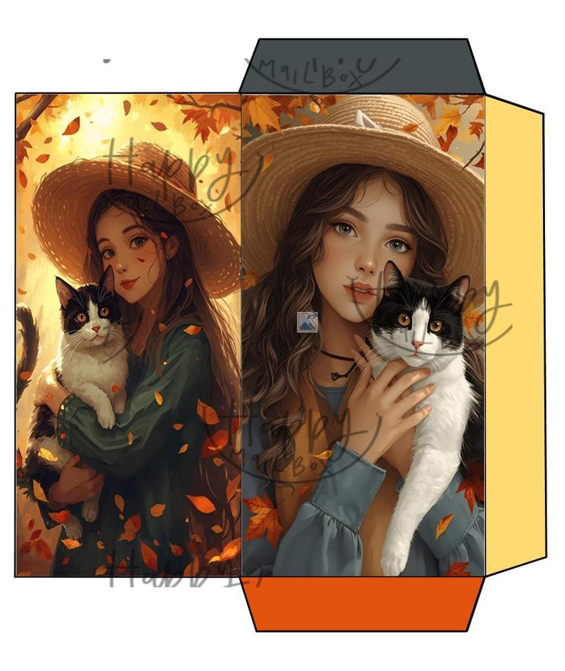 A Girl and Her Cat- Envelope Savings Set of 3 With A Bonus Tiny Savings ...
