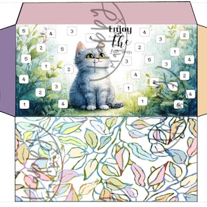 Cat Positive Thoughts- Envelope Savings Challenges- Bag of Money ...