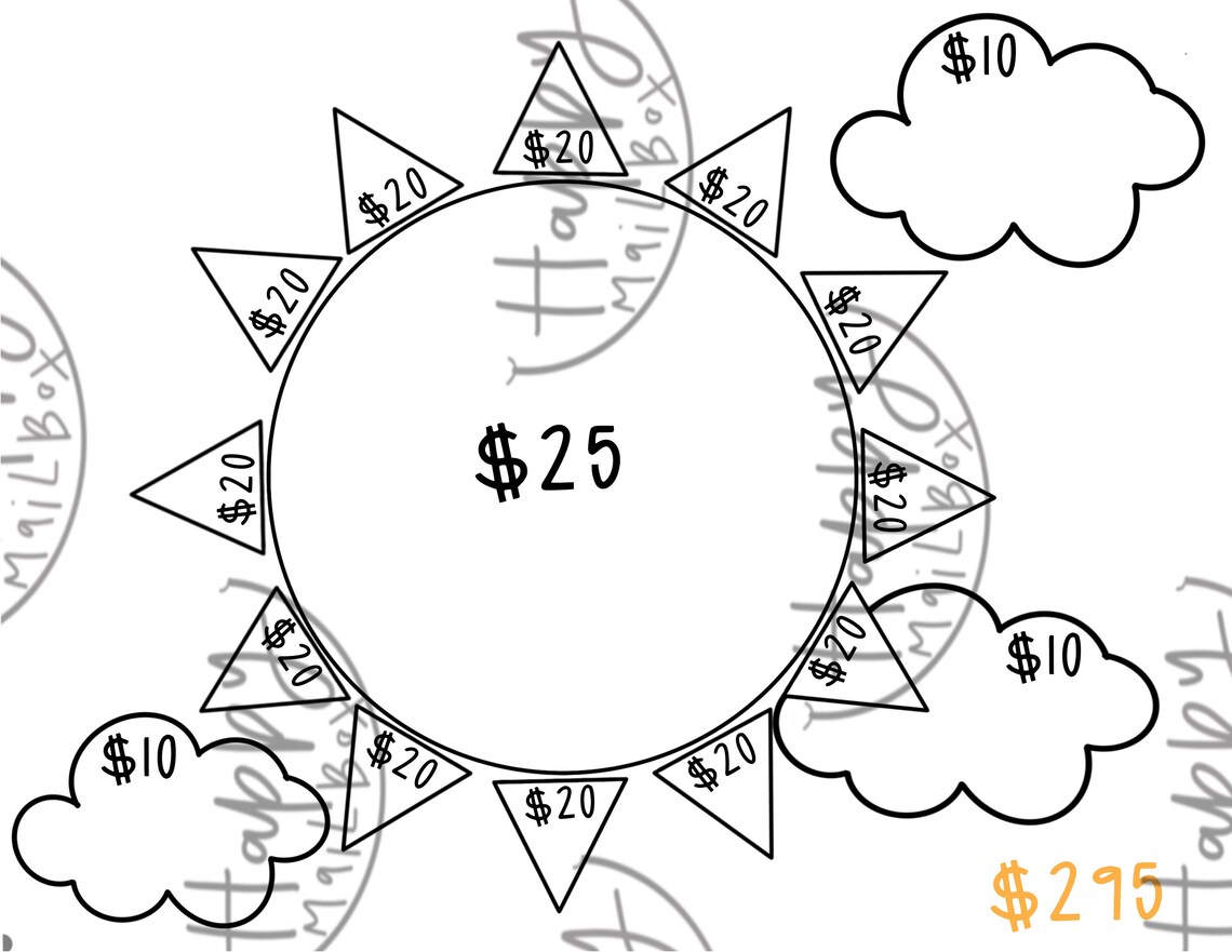 Sun Shining Day Color by Number Savings Challenge - Etsy