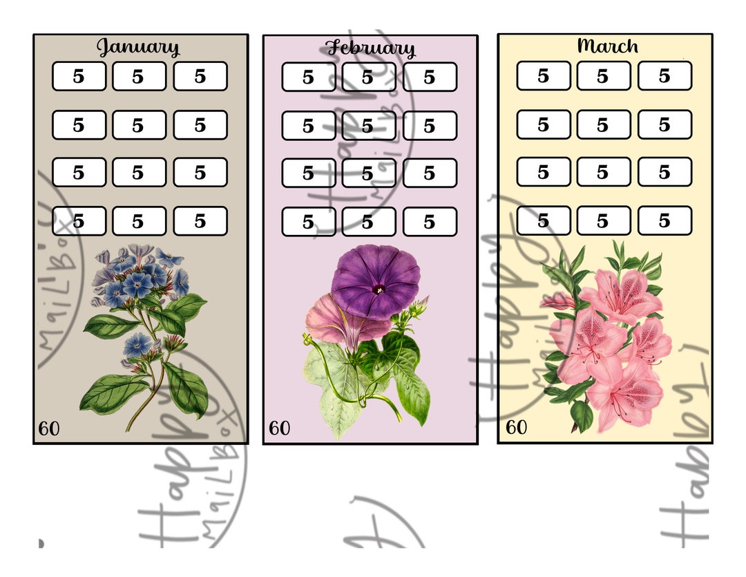 Vintage Floral Mini Savings Challenges | Monthly Floral Challenges ...