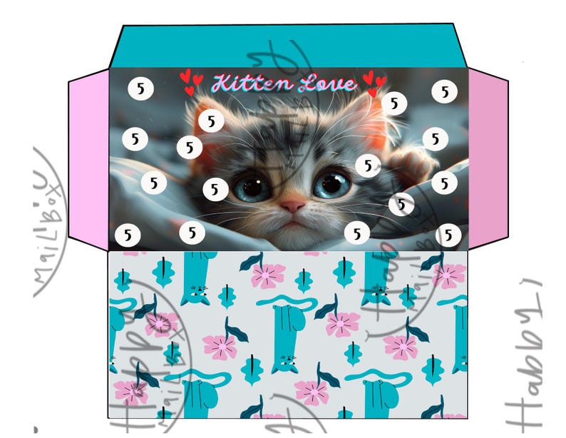 Kitten Love Envelope Savings Set - Etsy