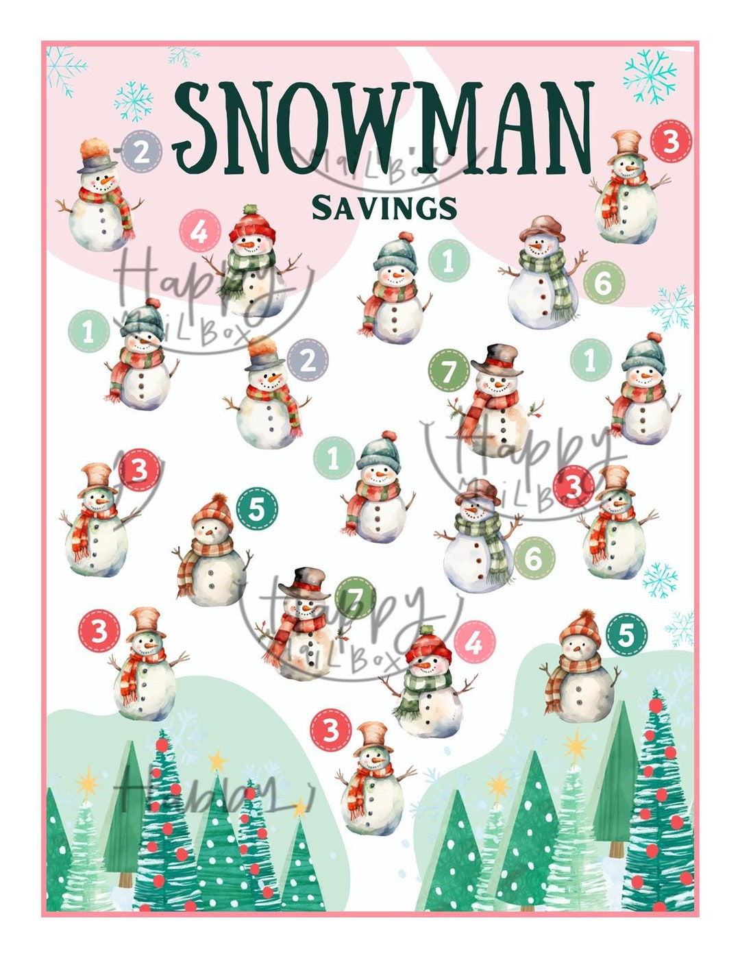Snowman Savings Challenge and Cash Envelope - Etsy