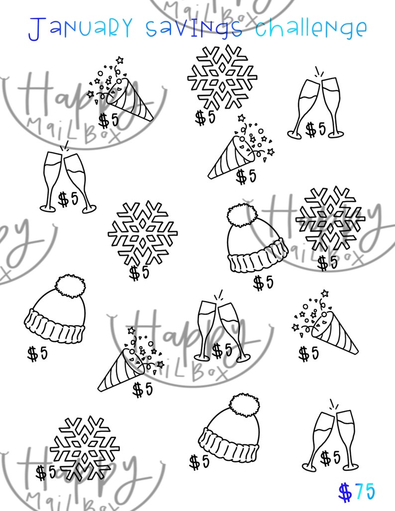 January Monthly Savings Challenge and Cash Envelope - Etsy