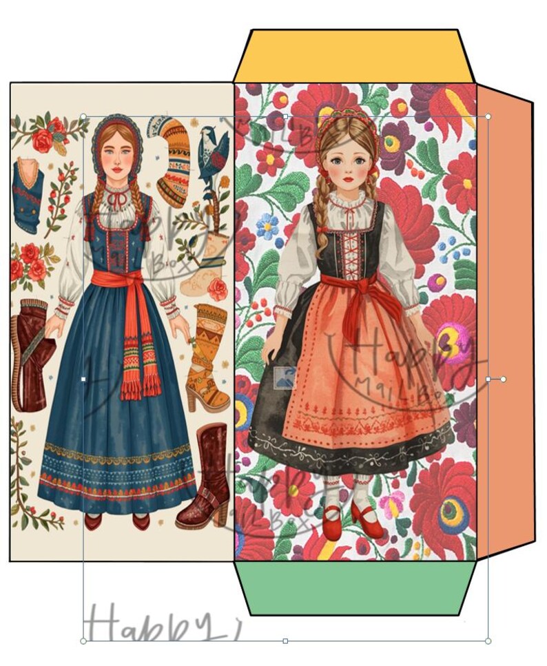 Hungarian Paper Doll Savings Challenge and Cash Envelope - Etsy