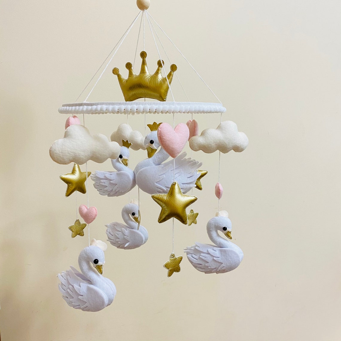 Swan mobile nursery baby mobile girl | Etsy