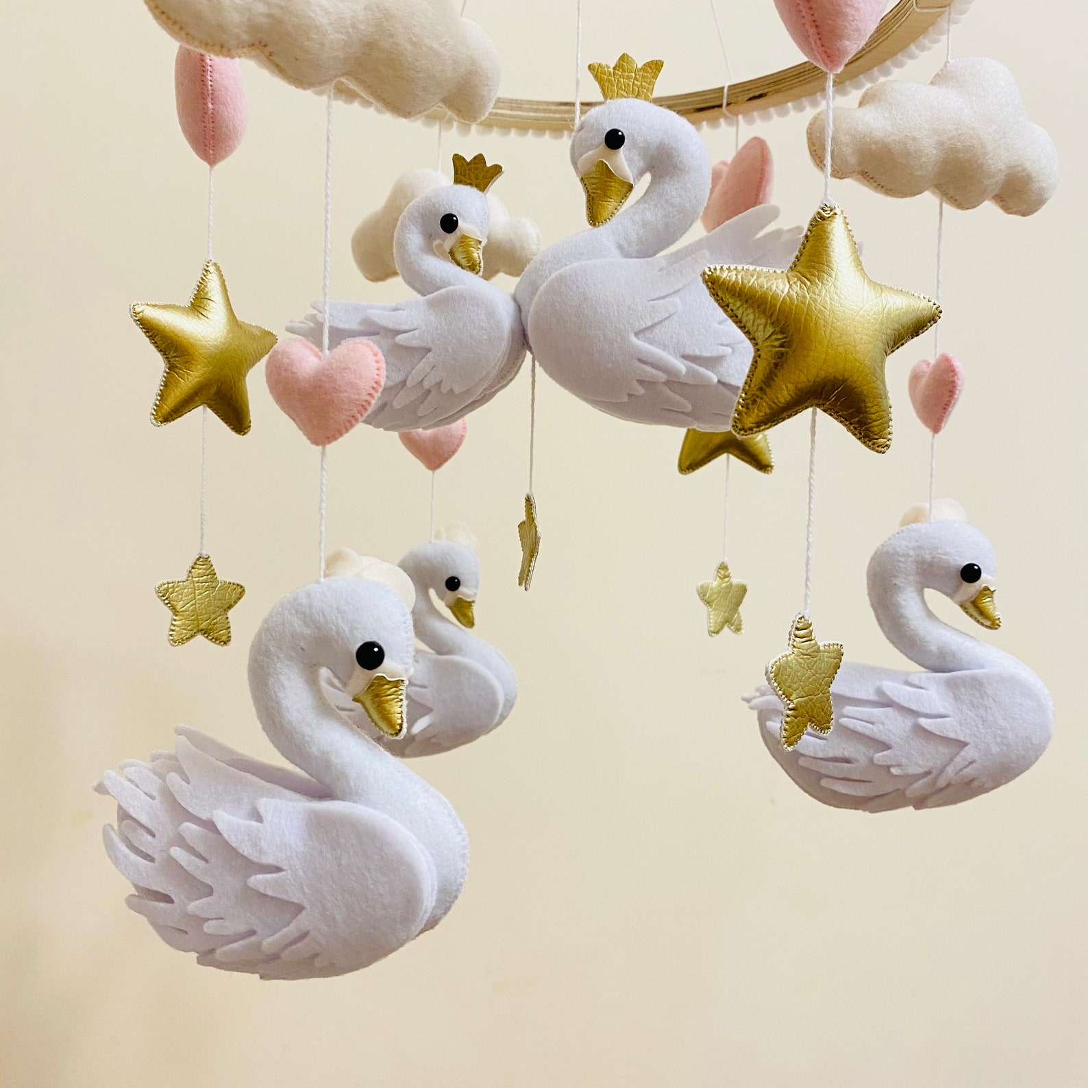 Swan mobile nursery baby mobile girl | Etsy