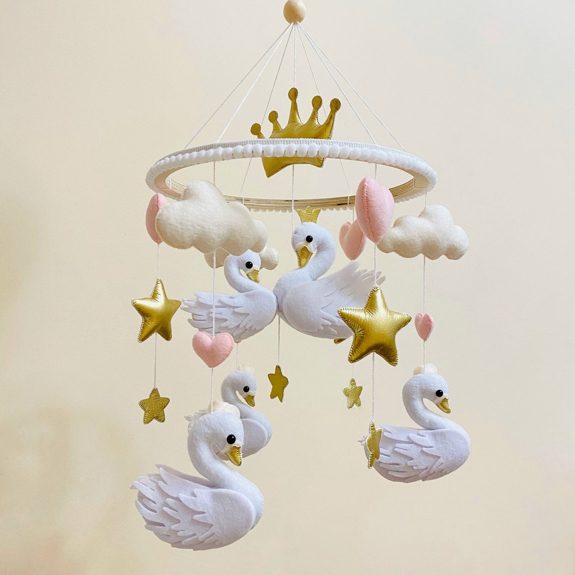 Swan Mobile Nursery Baby Mobile Girl Baby Shower Gift - Etsy