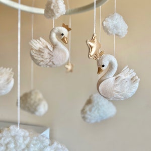 Swan Mobile, Baby Mobile Girl, Boucle Mobile, Baby Room Decor, Nursery ...