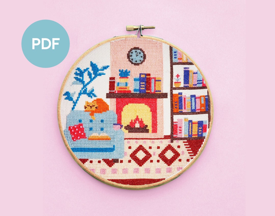 Library Cross Stitch Pattern, Full-colour PDF, Instant Download ...