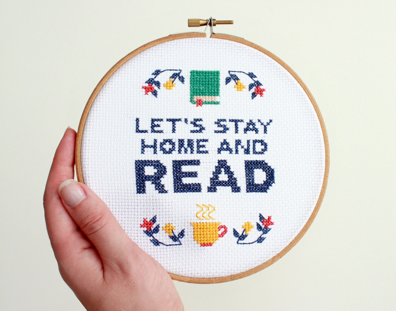 Stay Home and Read Cross Stitch Pattern, Colour PDF, Instant Download ...
