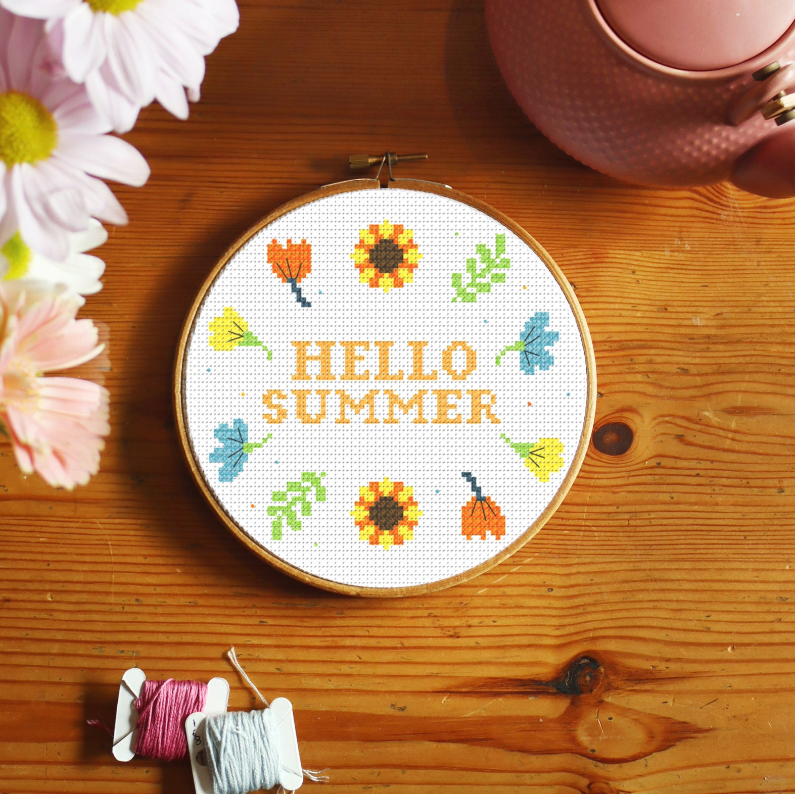 Hello Summer Cross Stitch Pattern, Full-colour PDF, Immediate Download ...
