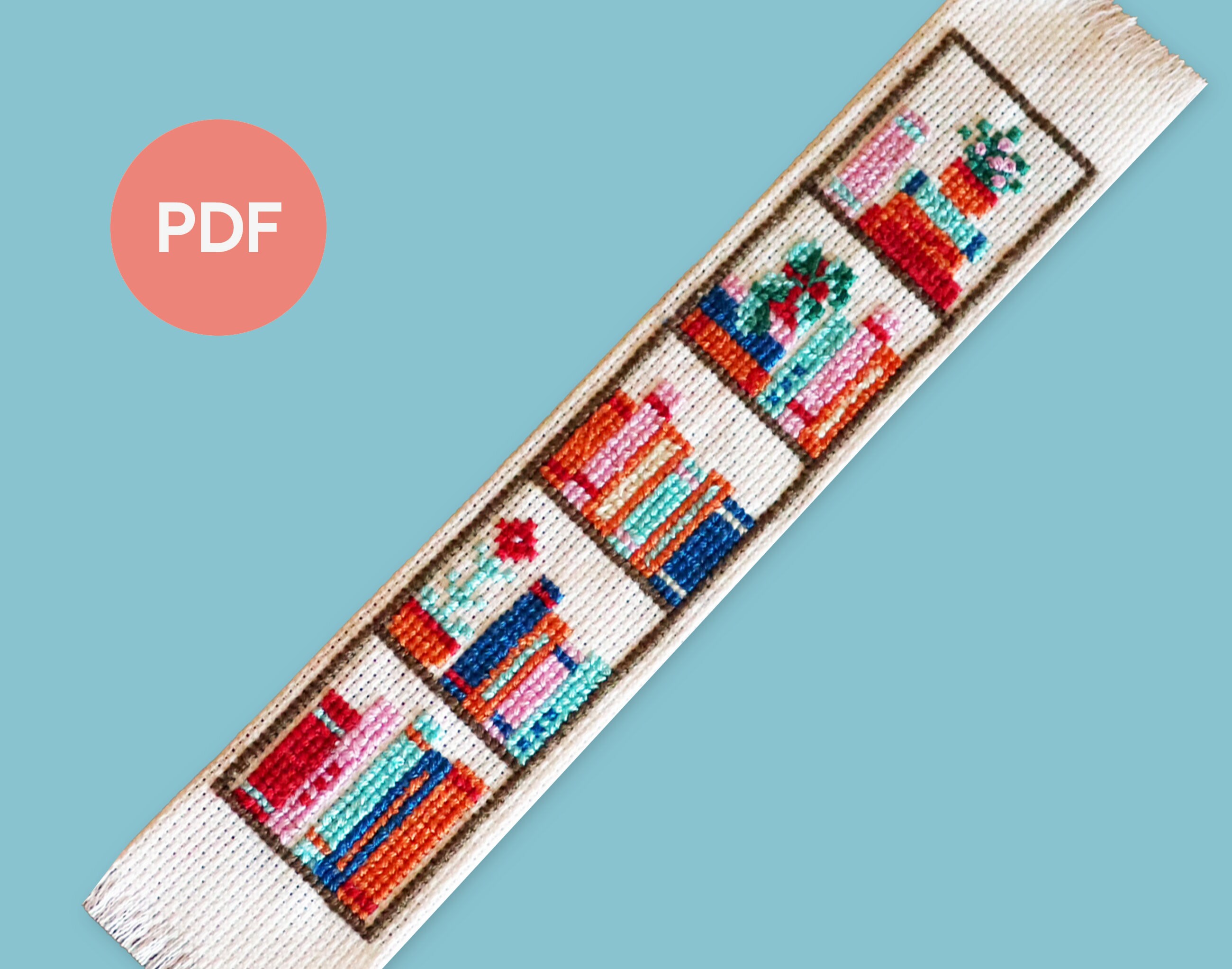 Bookcase Bookmark Cross Stitch Pattern Full-colour PDF - Etsy