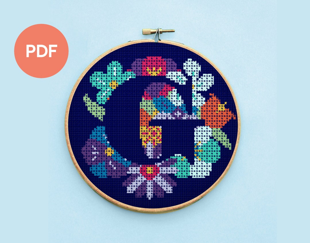 Letter G Flowers Cross Stitch Pattern, Full-colour PDF, Immediate ...