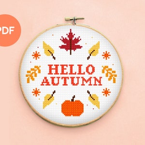 Hello Autumn, Fall Cross Stitch Pattern, Instant Download PDF, Full ...