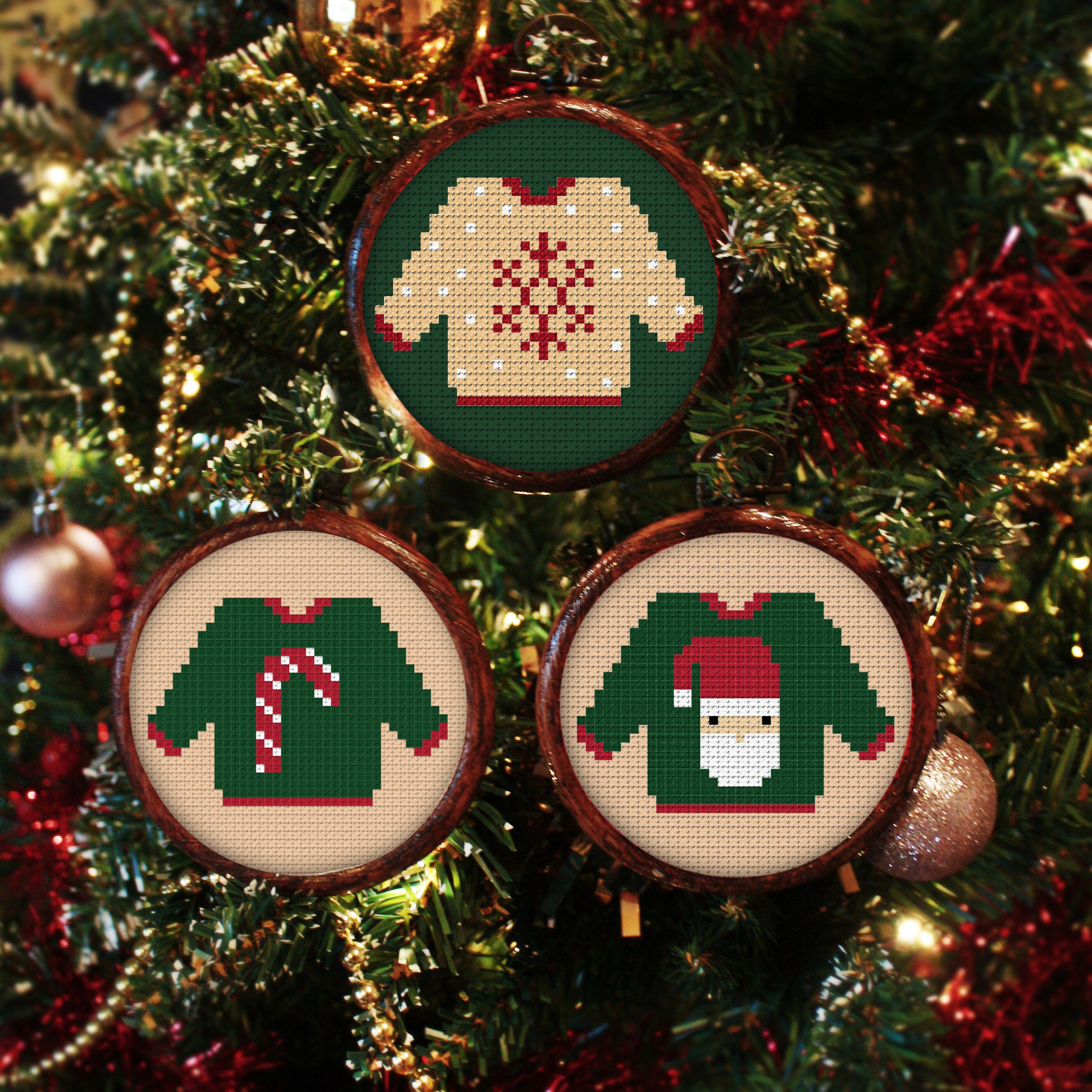 Mini Christmas Jumper Cross Stitch Pattern (candy Cane, Snowflake ...