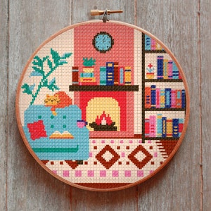 Library Cross Stitch Pattern, Full-colour PDF, Instant Download ...