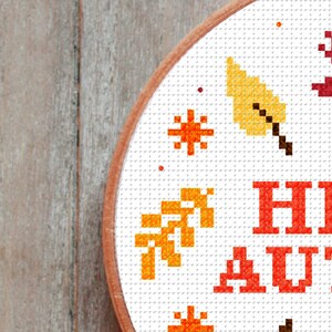 Hello Autumn, Fall Cross Stitch Pattern, Instant Download PDF, Full ...