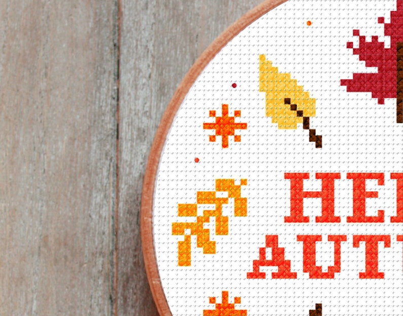 Hello Autumn, Fall Cross Stitch Pattern, Instant Download PDF, Full ...