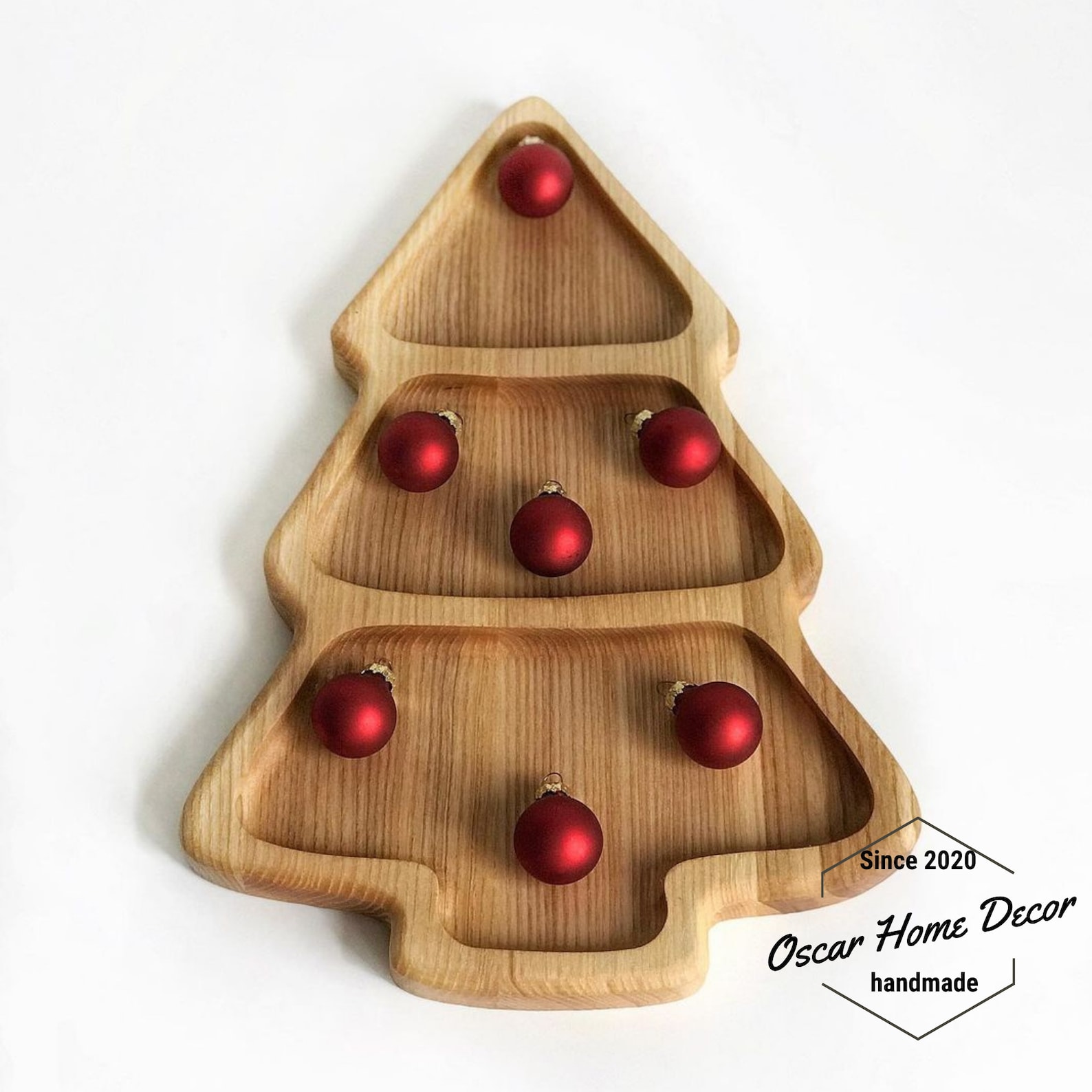 Kitchen Holiday Decor Christmas Tree Serving Dishes Wooden Plate ...