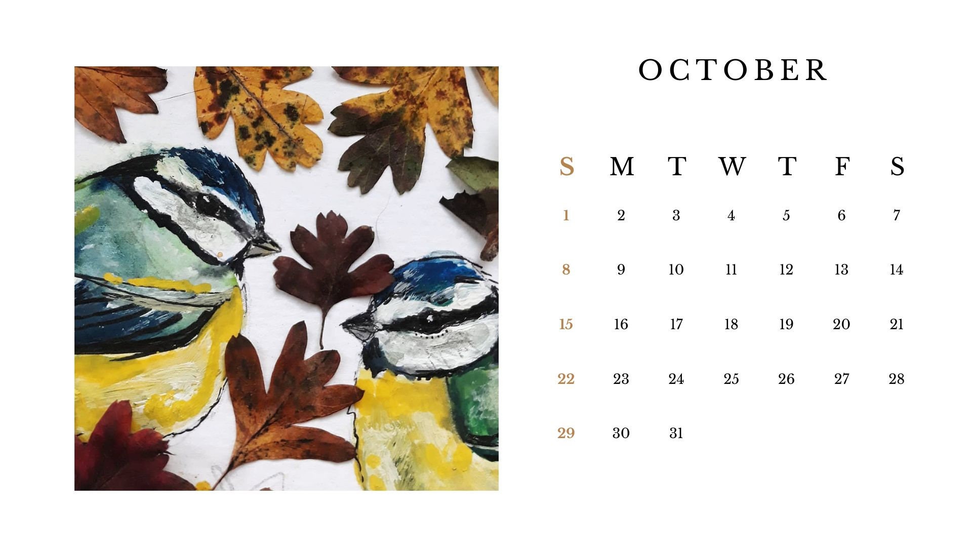Garden Bird Digital Calendar, Garden Bird Printable Calendar, Bird ...