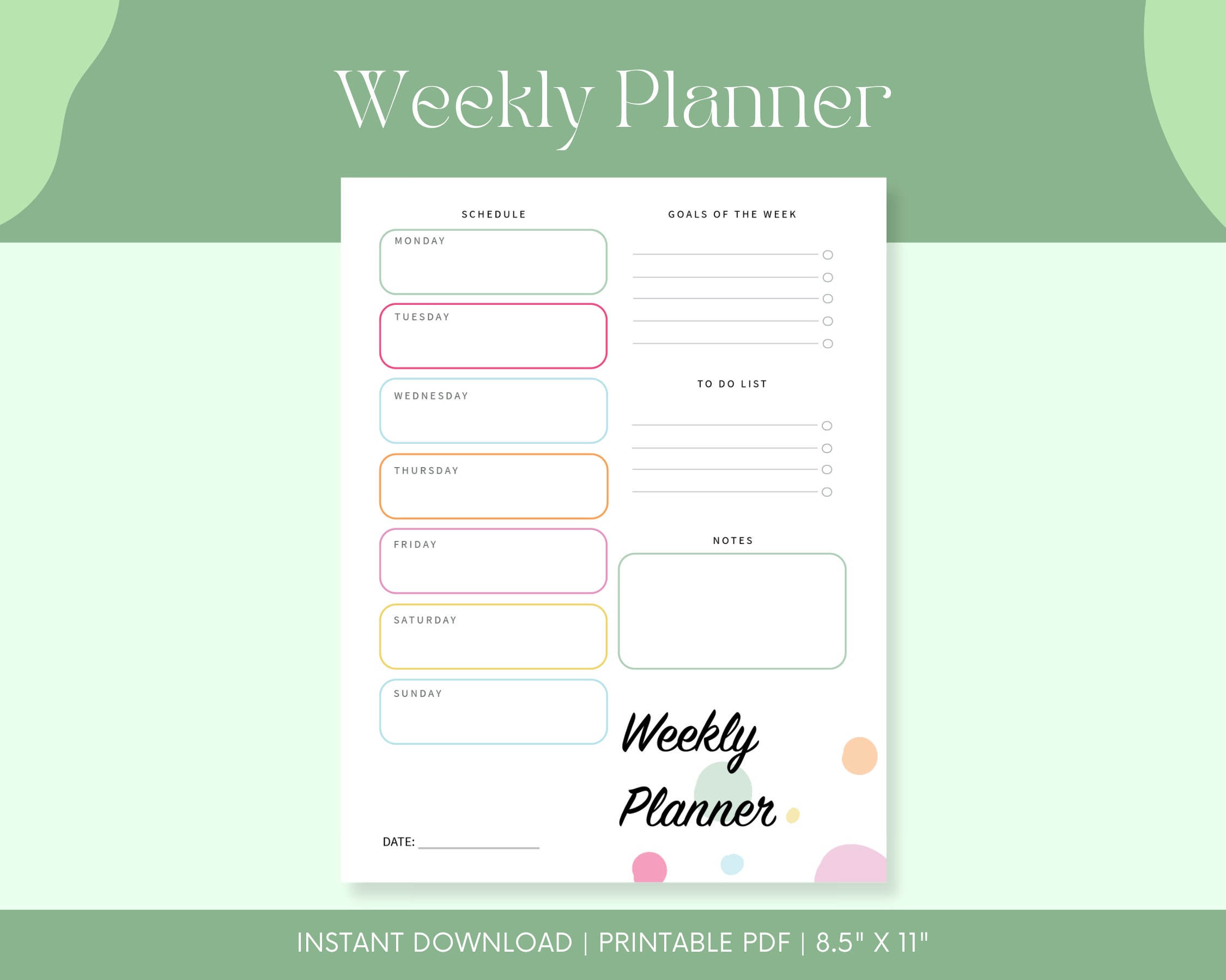 Weekly Planner Printable - Etsy