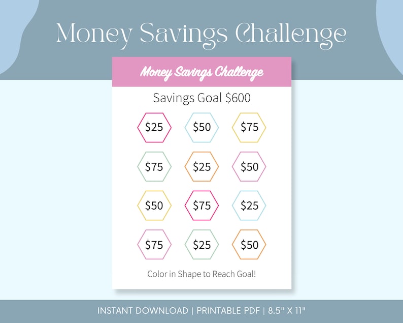 600 Money Savings Challenge Printable - Etsy
