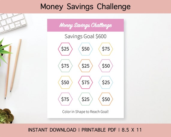 600 Money Savings Challenge Printable | Etsy