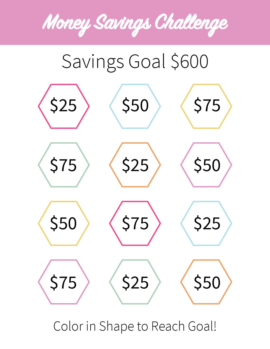 600 Money Savings Challenge Printable - Etsy