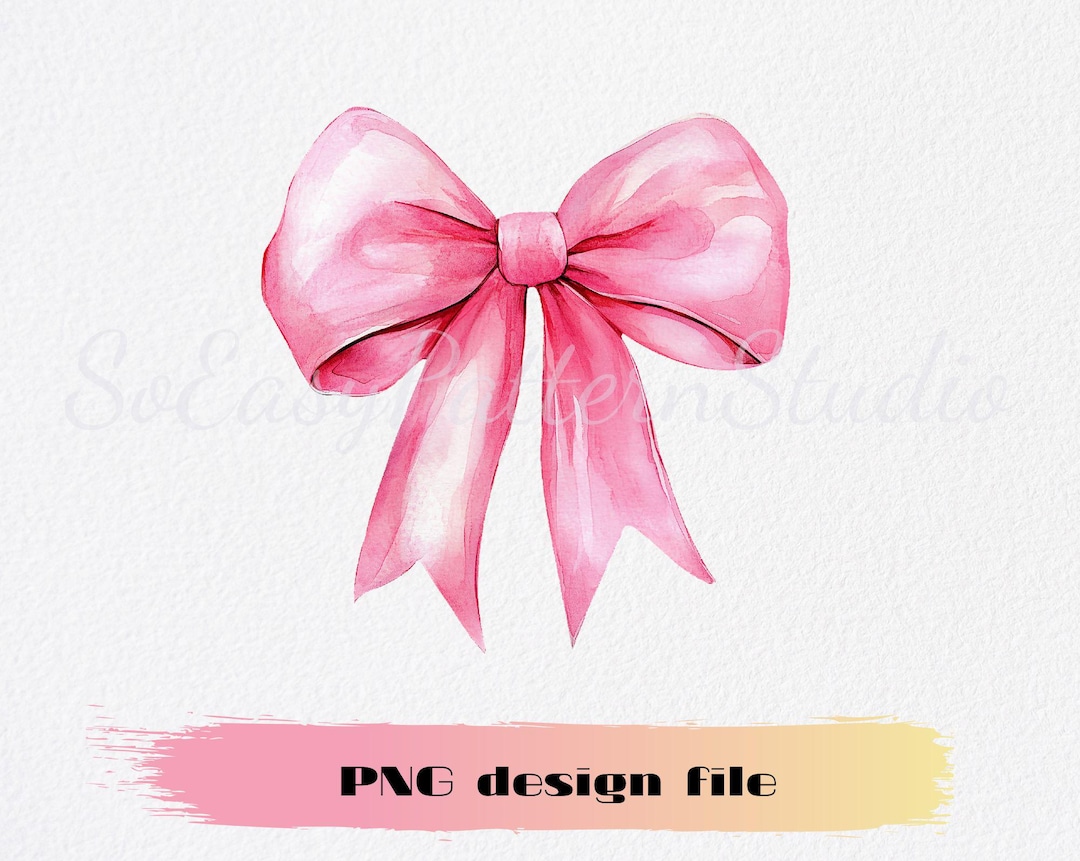 Pink Pastel Coquette Ribbon Bow Watercolor PNG Cute Light Pink Bow ...