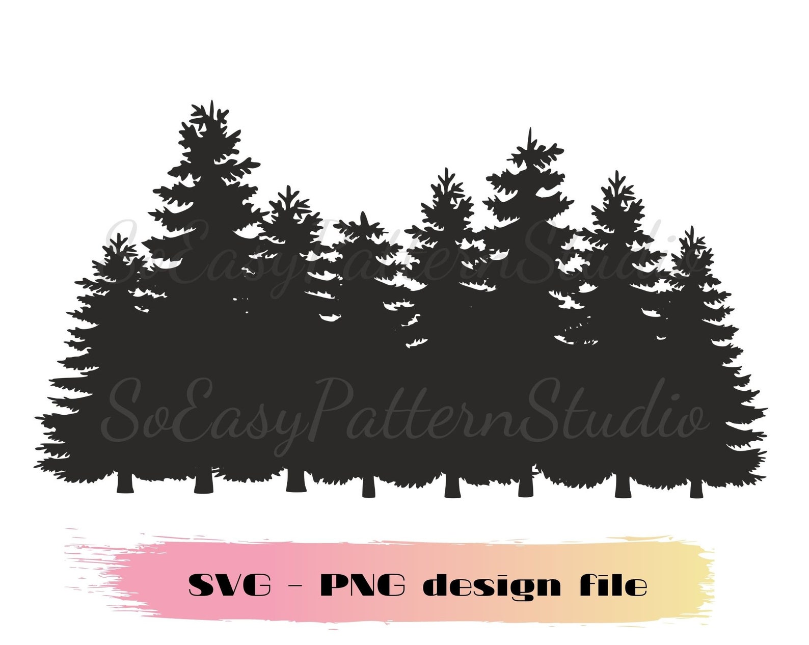 Forest Line Svg Cricut Cut Files Silhouette Forest Trees - Etsy