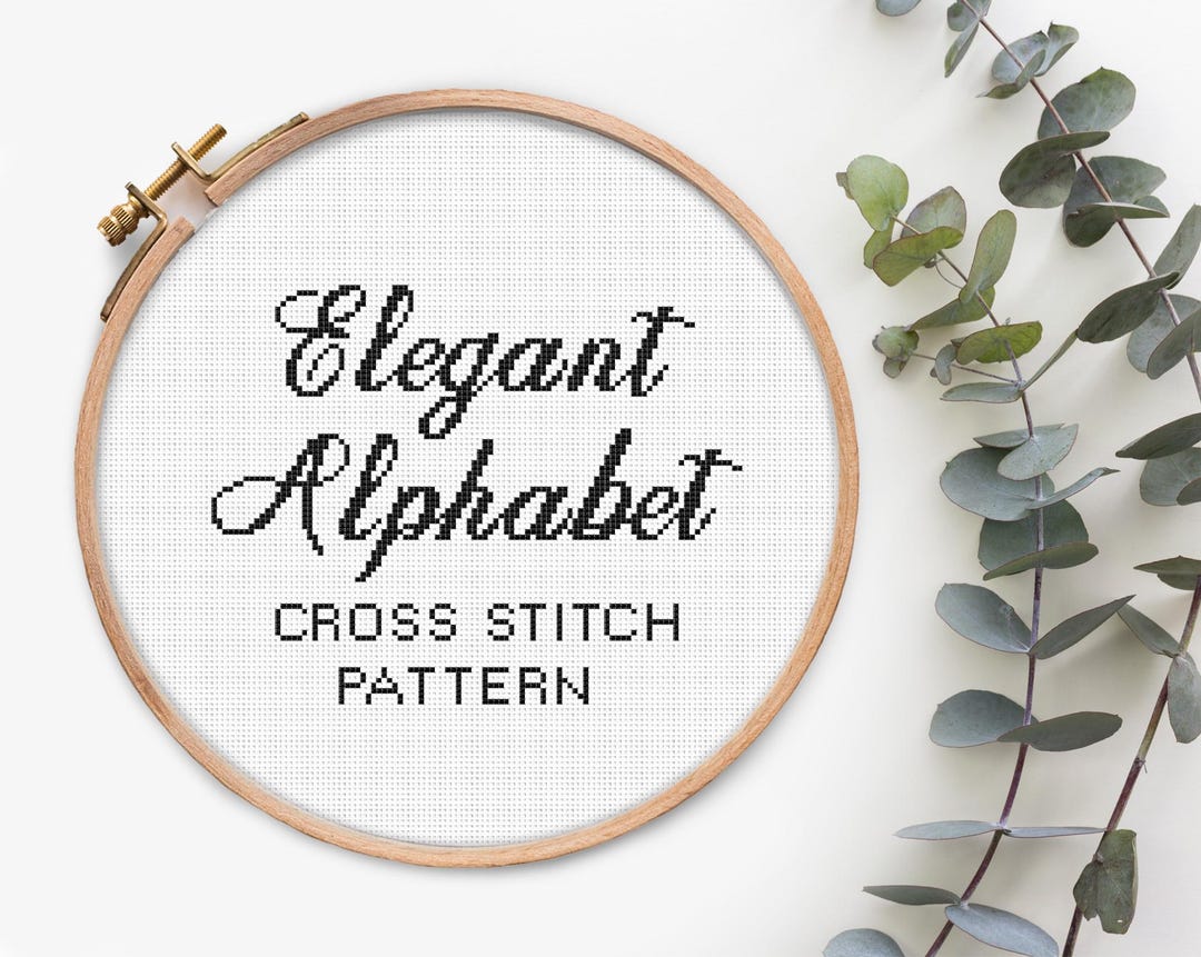 Elegant Calligraphy Alphabet Cross Stitch Pattern, Hand-drawn Modern ...